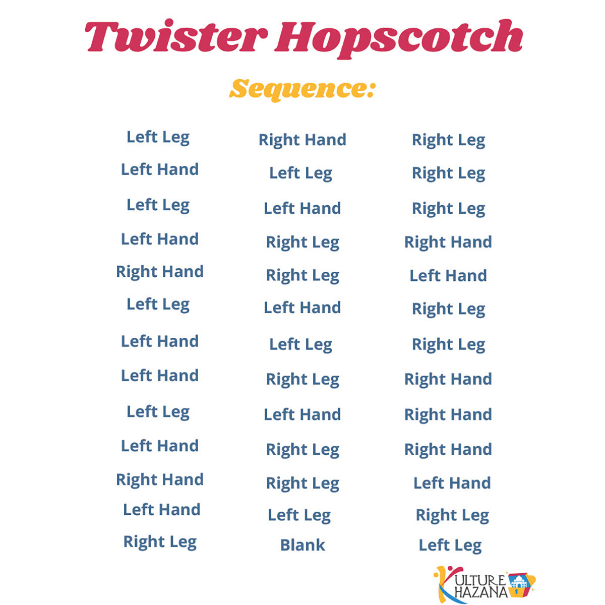Twister Hopscotch Printable – Kulture Khazana